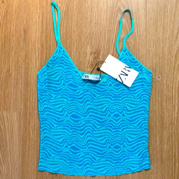 Zara | Tops | Zara Turquoise Animal Print Cami | Poshmark